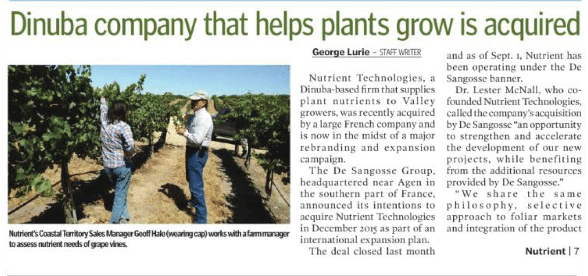 Nutrient Technologies Growing in Dinuba CA - Nutrient TECH
